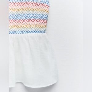 Zara | Tops | Nwt Zara Strappy Elasticized Smocked Top Rainbow Ecru ...